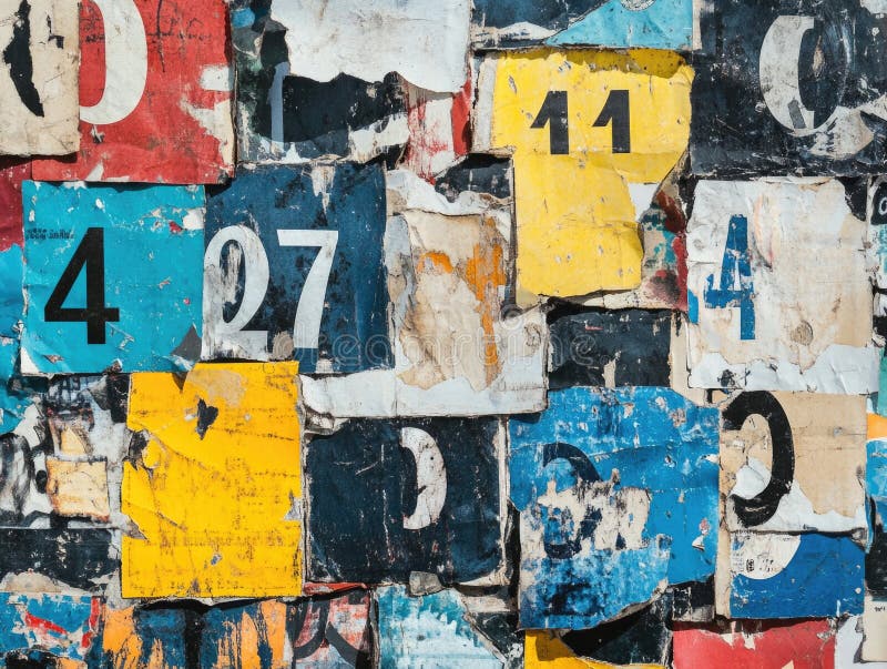 A Collection of Colorful Numbers Arranged on a Wall Stock Image - Image ...