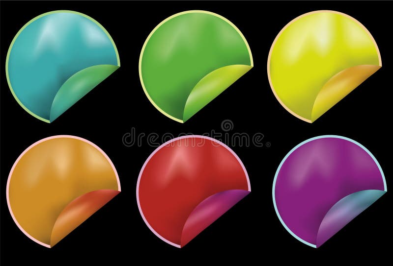 Collection of Colorful Peeling Round Stickers Stock Vector ...