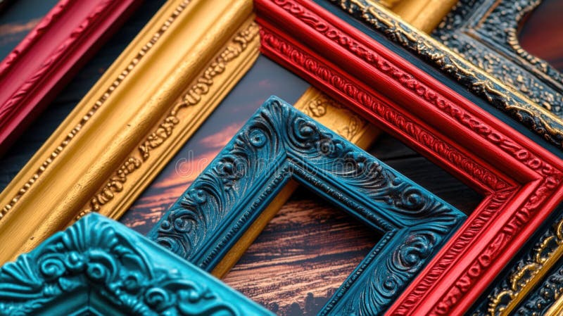 A Collection of Colorful Picture Frames Placed on a Table, Ready for ...