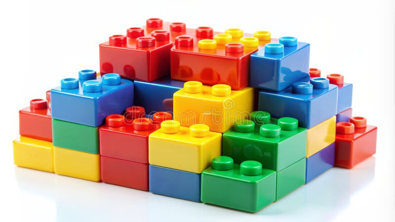 A Collection of Colorful Plastic Building Blocks Stacked in a Pyramid ...