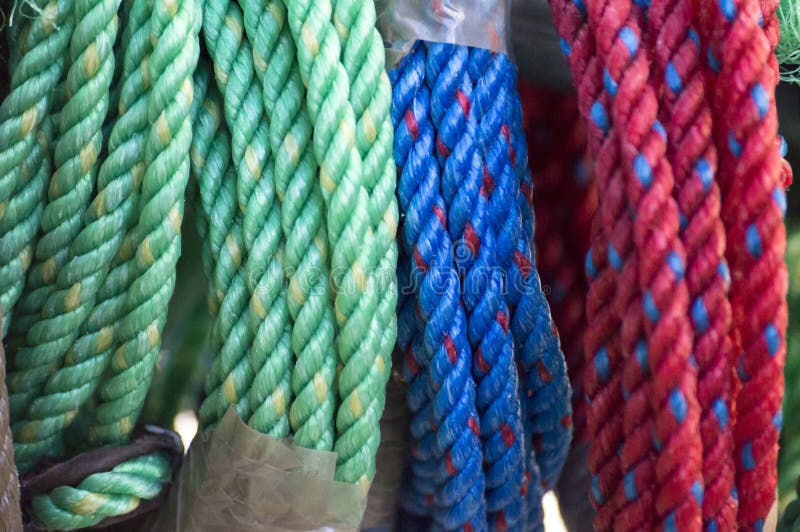 Green, Blue and Red Polypropylene Ropes Stock Image - Image of colorful ...
