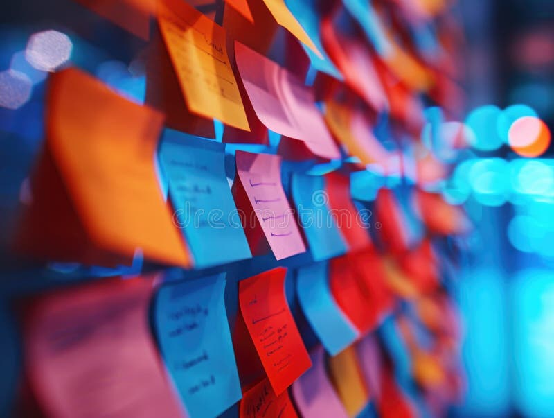 A Collection of Colorful Post-it Notes Stuck To a White Wall, Great for ...