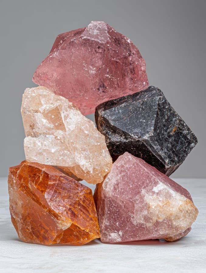 Collection of Colorful Quartz Crystals on a White Surface Stock ...