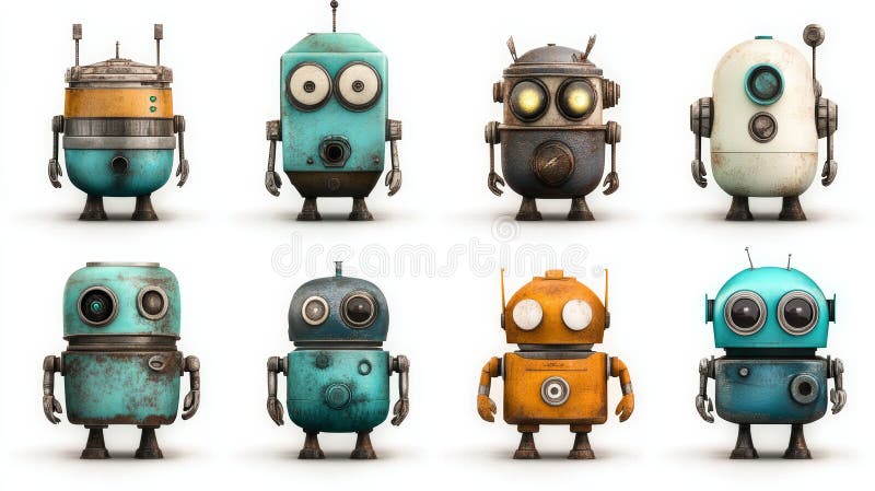 A Collection of Colorful and Quirky Robot Designs, Showcasing Diverse ...