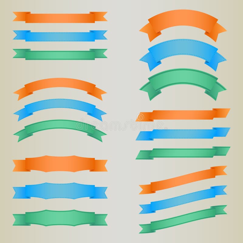 Collection of Colorful Retro Ribbons Stock Illustration - Illustration ...
