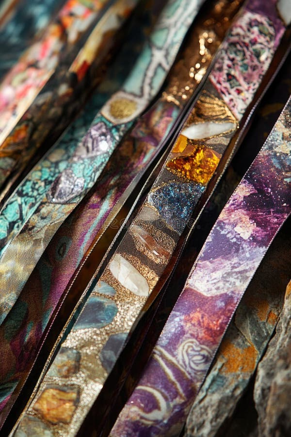 A Collection of Colorful Ribbons with Various Patterns and Textures ...