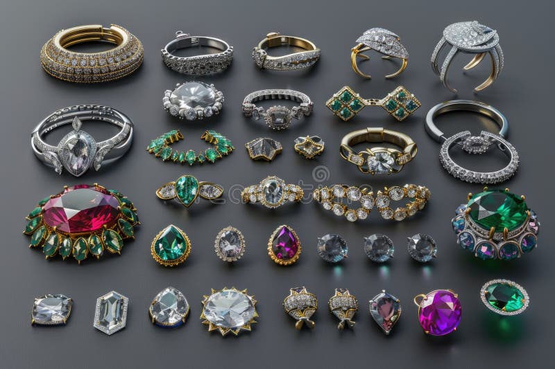 Collection Colorful Rings Displayed Table Stock Photos - Free & Royalty ...