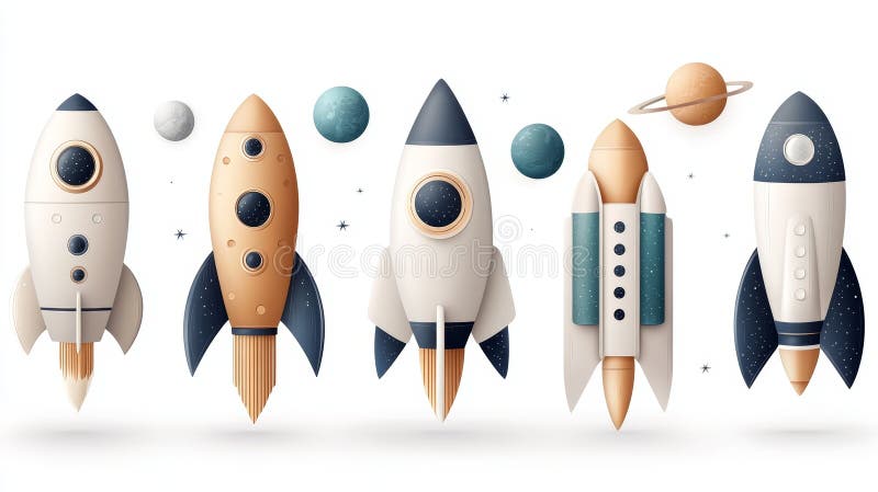 A Collection of Colorful Rockets in a Playful Design, Perfect for Space ...