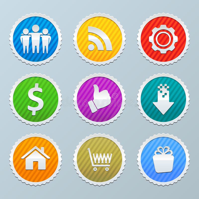 Collection of Colorful Round Labels Design for Web Stock Vector ...