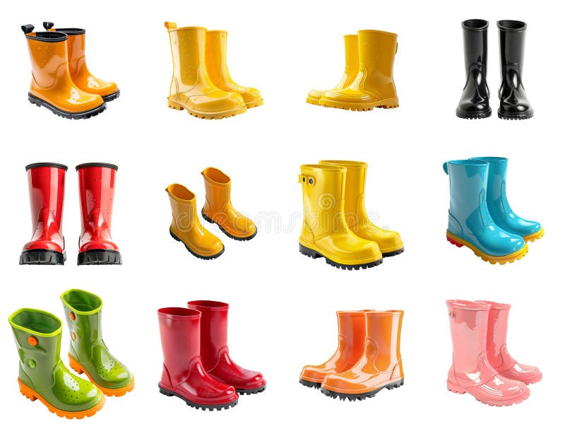 Collection of Colorful Rubber Boots Stock Photo - Illustration of ...