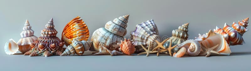 A Collection of Colorful Seashells in Various Shapes and Sizes Rendered ...