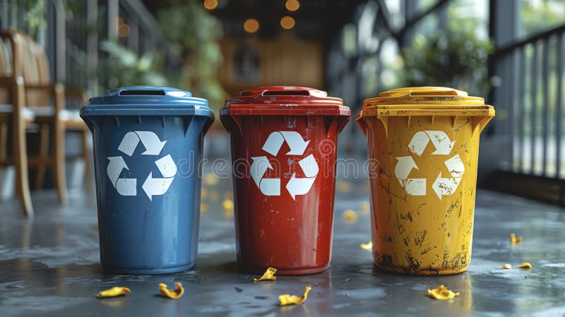 Collection of Colorful Separation Recycle Bins, Sorting Waste. Stock ...