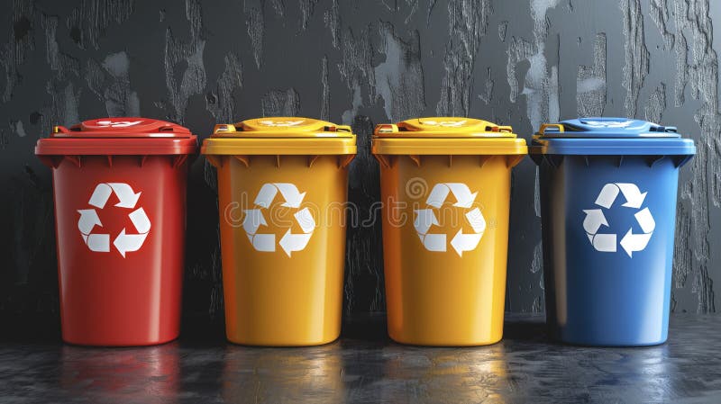 Collection of Colorful Separation Recycle Bins, Sorting Waste. Stock ...