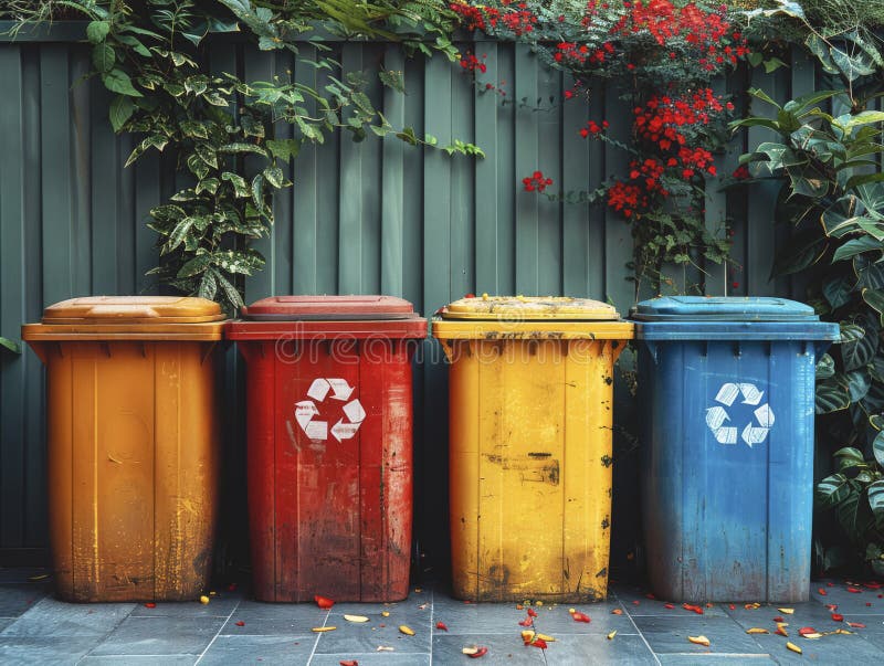 Collection of Colorful Separation Recycle Bins, Sorting Waste. Stock ...