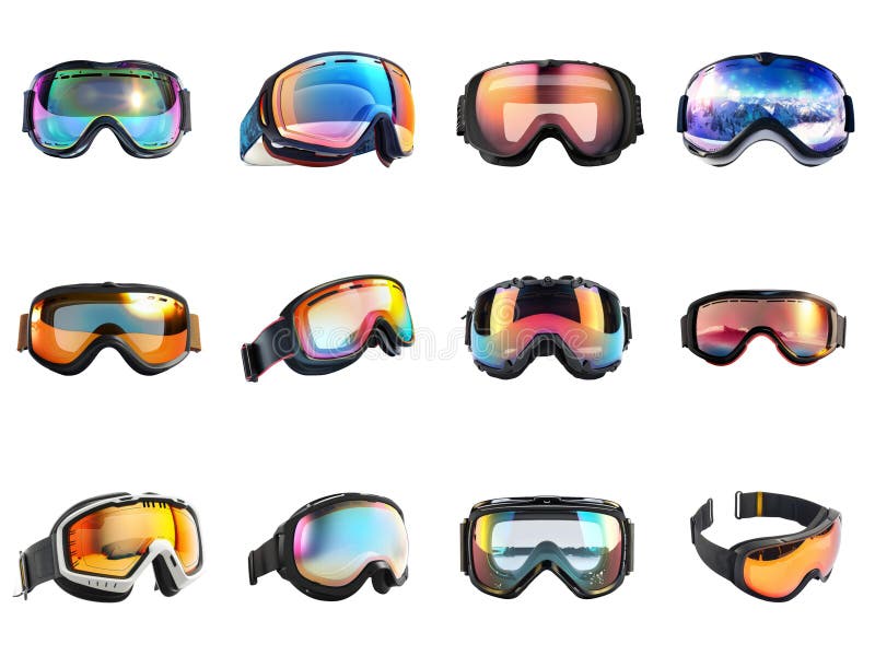 Collection of Colorful Ski Goggles with Different Lens Colors and ...