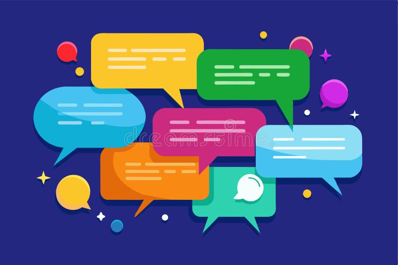 A Collection of Colorful Speech Bubbles, Each with Customizable Text ...