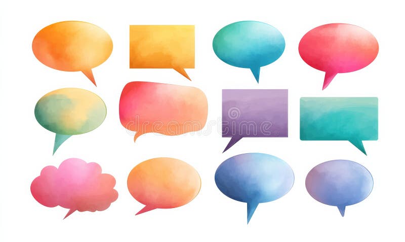 A Collection of Colorful Speech Bubbles in Various Shapes and Colors on ...