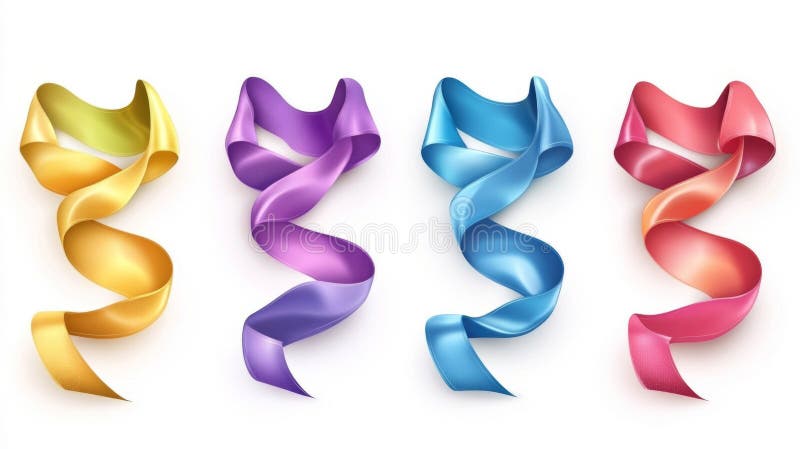 Collection of Colorful Spiral Ribbons Stock Illustration - Illustration ...