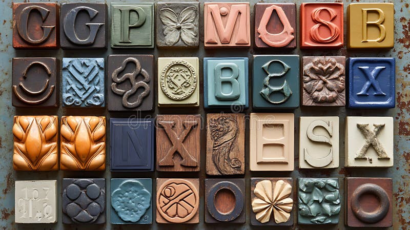 A Collection of Colorful, Square, Wooden Blocks with Different Letters ...