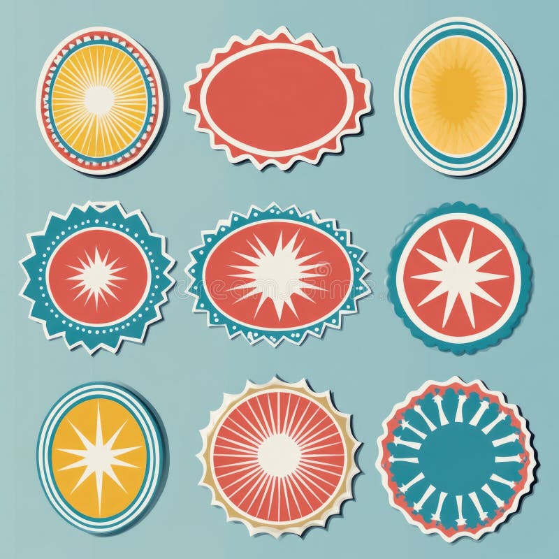 Collection of Colorful Stickers on a Smooth Blue Background Stock Image ...