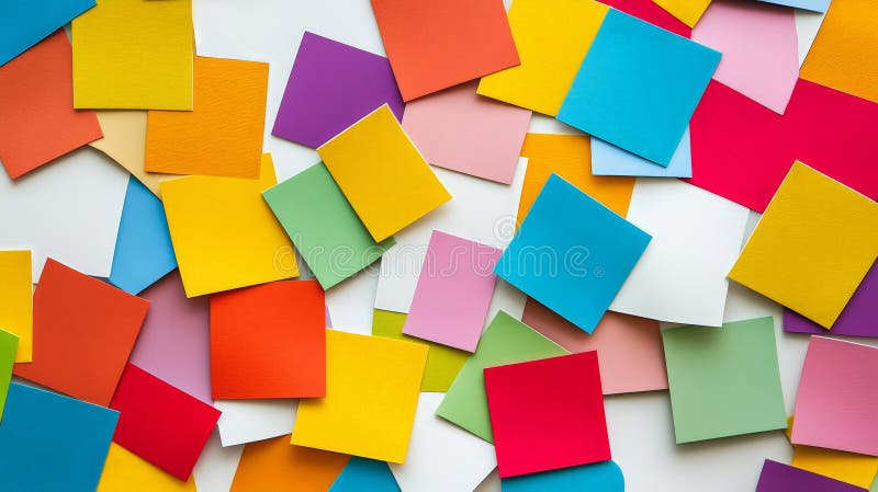 Collection of Colorful Sticky Notes Scattered Haphazardly Over a White ...