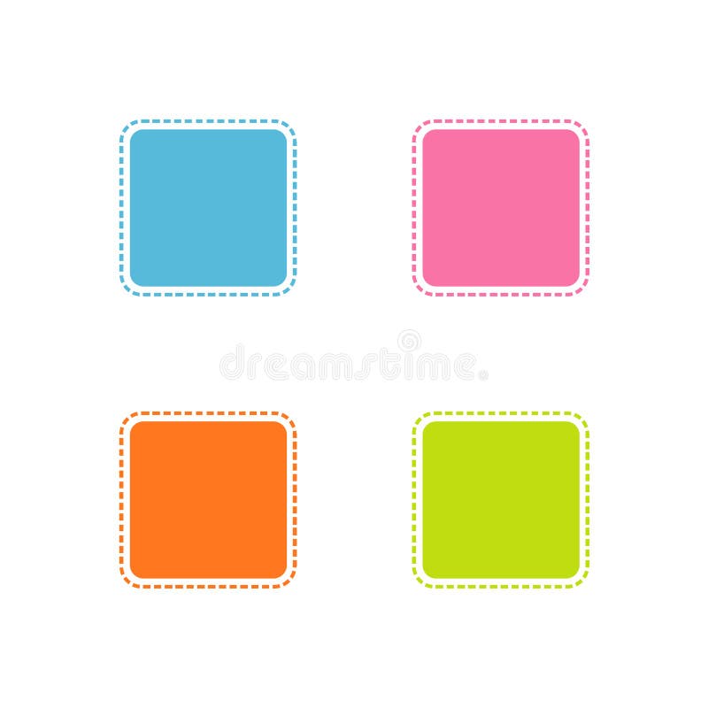Set of Colorful Stitched Square Shape Stock Vector - Illustration of ...