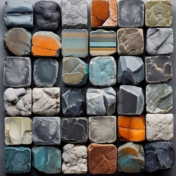 A Collection of Colorful Stone Tiles in a Grid Pattern Stock ...