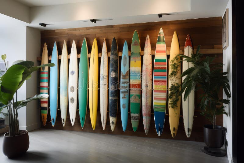 Collection of Colorful Surfboards on Display Stock Image - Image of ...