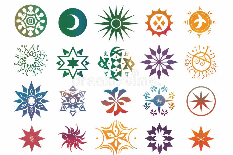 Colorful Backdrop Featuring a Sun and Moon Symbols for Solstice Stock ...