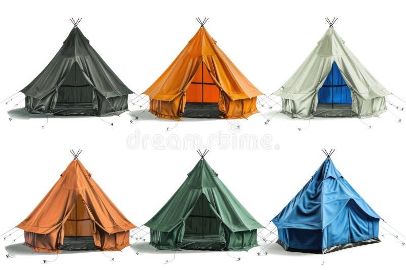 A Collection of Colorful Tents with Unique Designs and Patterns Stock ...