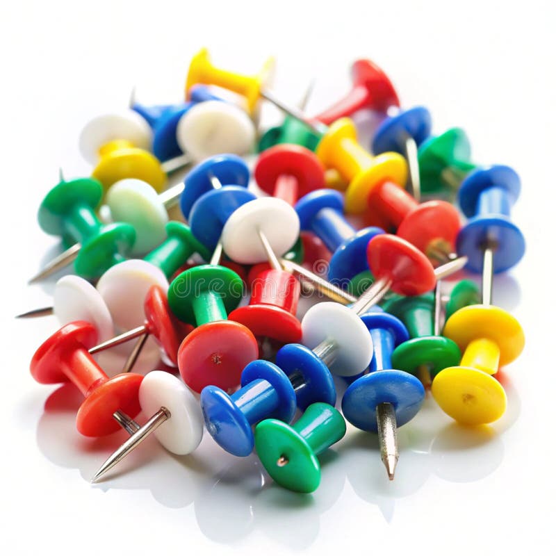 Thumbtacks on White Background Stock Illustration - Illustration of ...