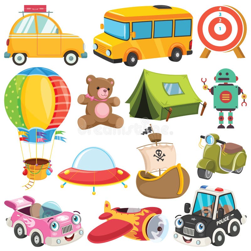 Collection of Colorful Toys and Objects Stock Vector - Illustration of ...