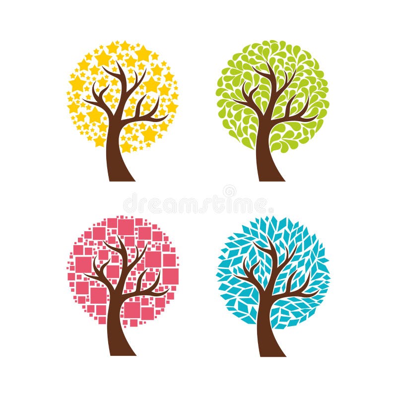 A Collection of Colorful Trees. Vector Illustration. Stock Vector ...