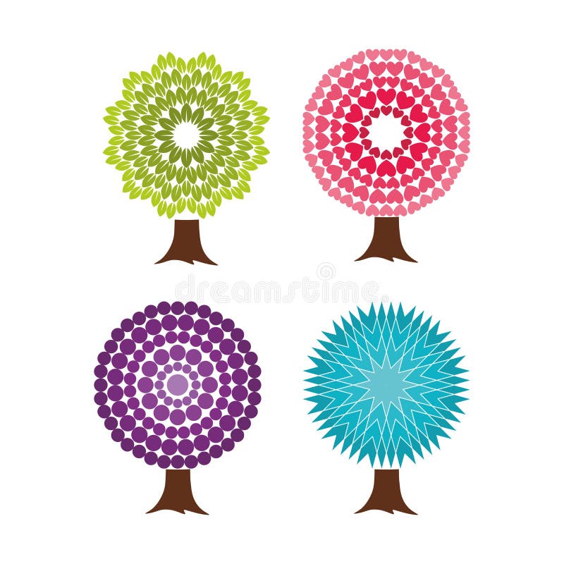 A Collection of Colorful Trees. Vector Illustration. Stock Vector ...