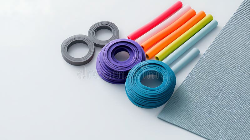 A Collection of Colorful Tubes and Balls are Arranged on a White ...