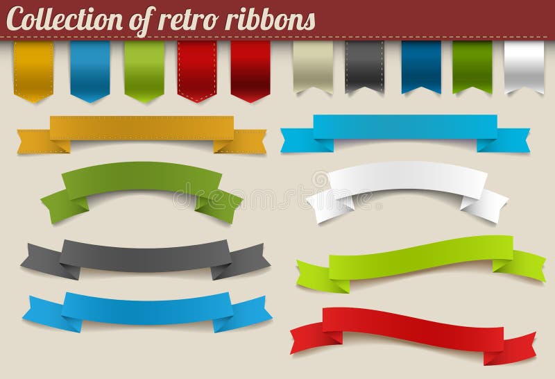 Collection of Colorful Vector Retro Ribbons Stock Vector - Illustration ...