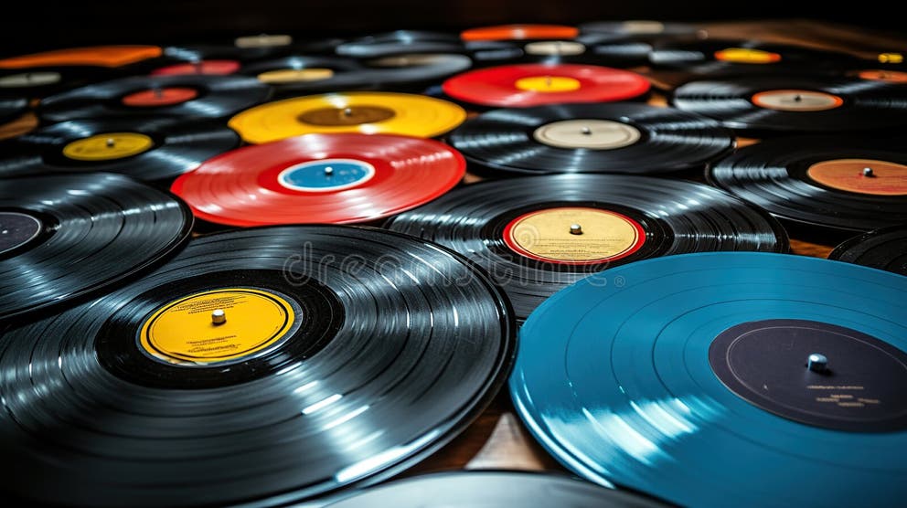 A Collection of Colorful Vinyl Records Stock Illustration ...