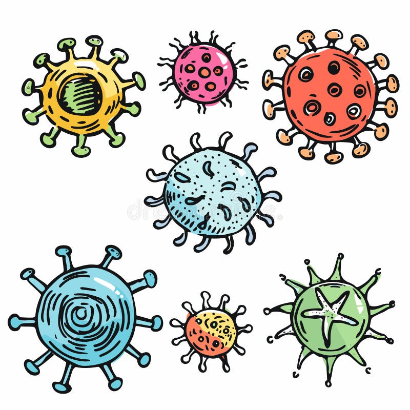 Collection Colorful Virus Illustrations Featuring Different Shapes ...