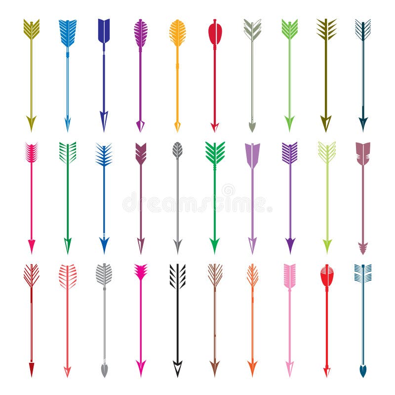 Collection of Colour Arrows Stock Illustration - Illustration of drawn ...
