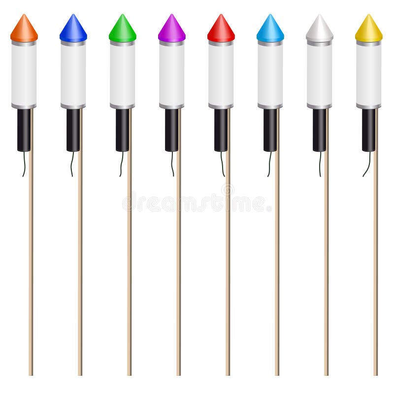 Collection of Vector Firework Rocket Explosion Sparks Set Stock Vector ...