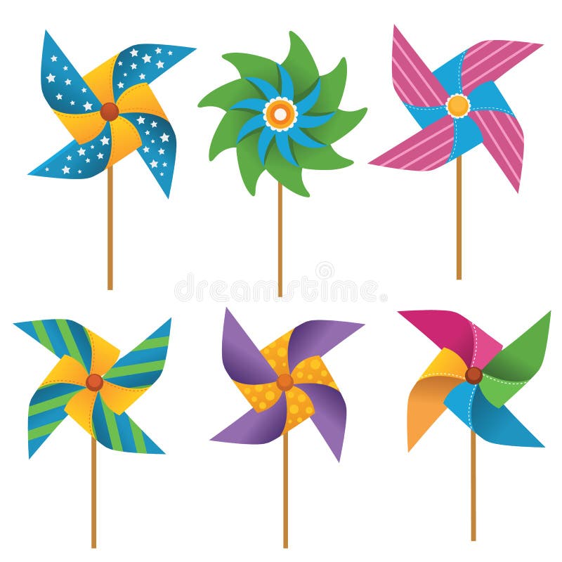 Collection of Colourful Pinwheels Stock Vector - Illustration of summer ...