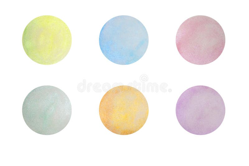 Collection of Colourful Round Watercolour Elements in Different Colours ...