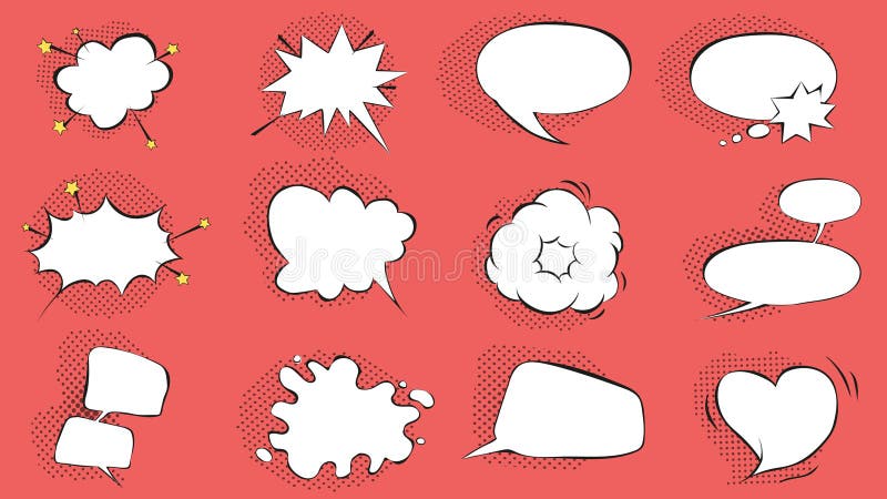 Collection of Comic Book Speech Bubbles. Retro Style Empty Thought ...