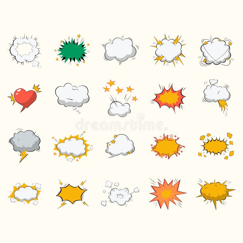 Collection of Comic Book Speech and Explosion Effects Stock ...