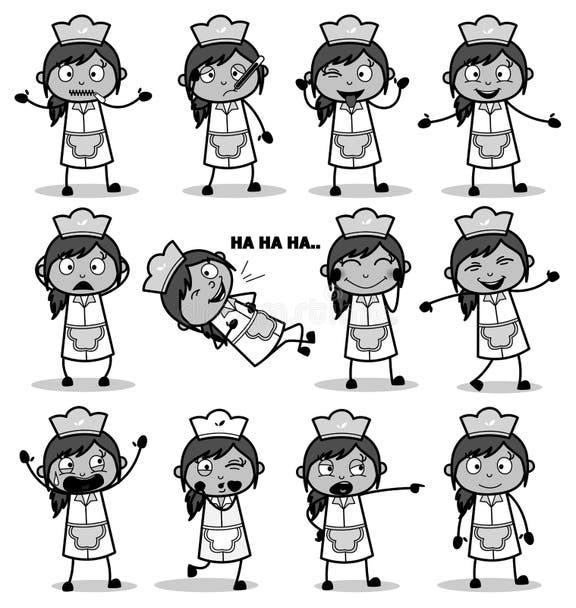 Collection of Comic Female Waitress - Set of Concepts Vector ...