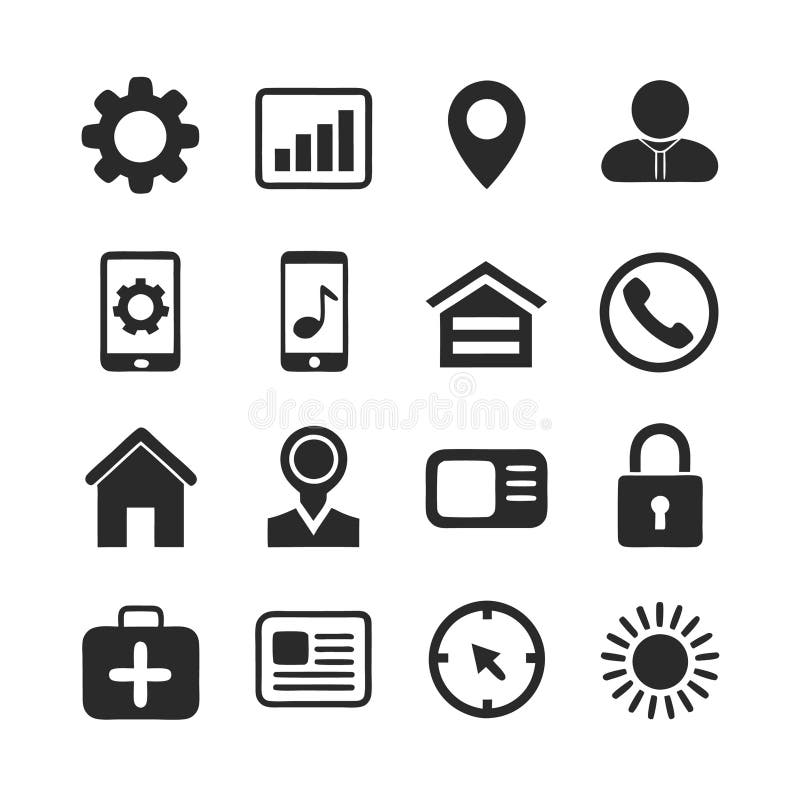 Collection of Common User Interface and Website Icons Stock Photo - Illustration of graph ...