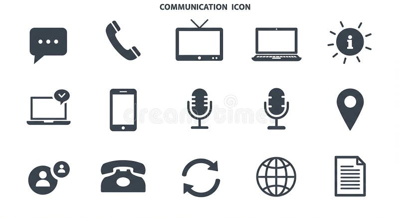 A Collection of Communication Icons Displayed in a Grid Format with a ...
