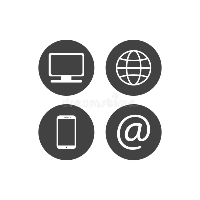 Collection of Communication Symbols. Contact, E-mail, Mobile Phone ...