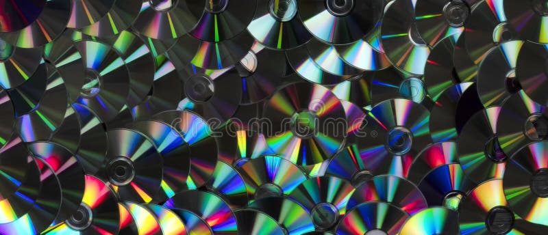 Collection of Compact Disc for Retro Technology Concept in Filled Frame ...