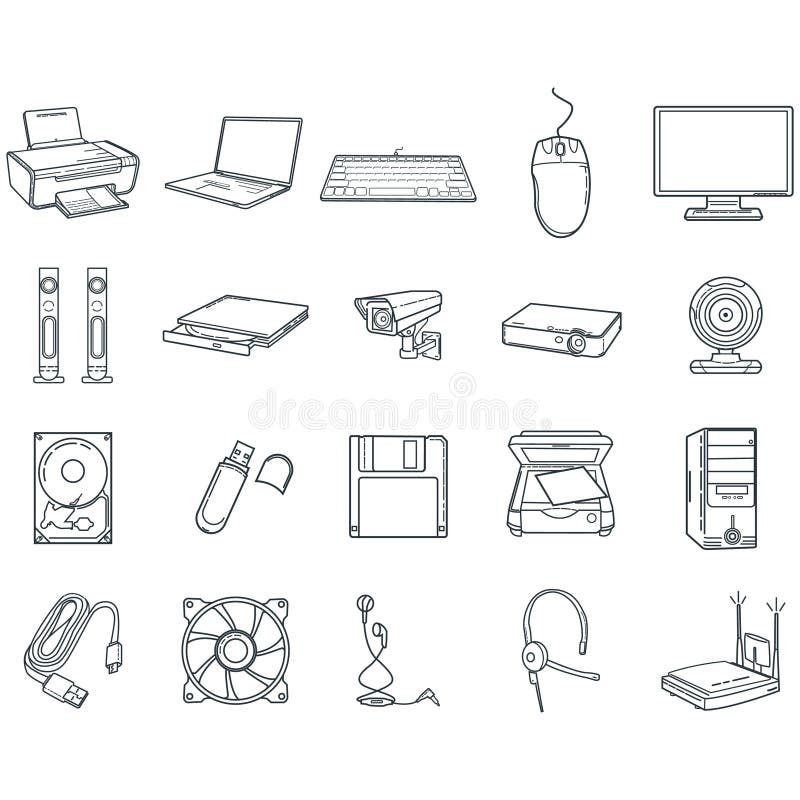 Collection of Computer Devices. Vector Illustration Decorative Design ...